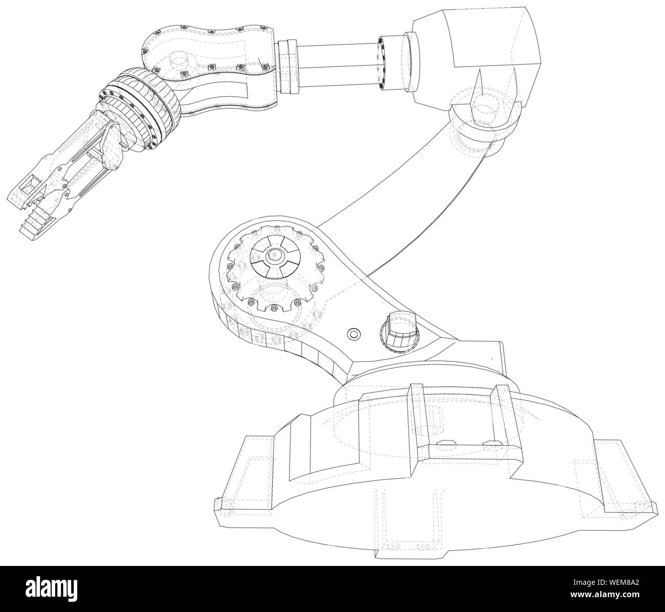 Robot hand wire-frame. Vector illustration. Tracing illustration of 3d ...