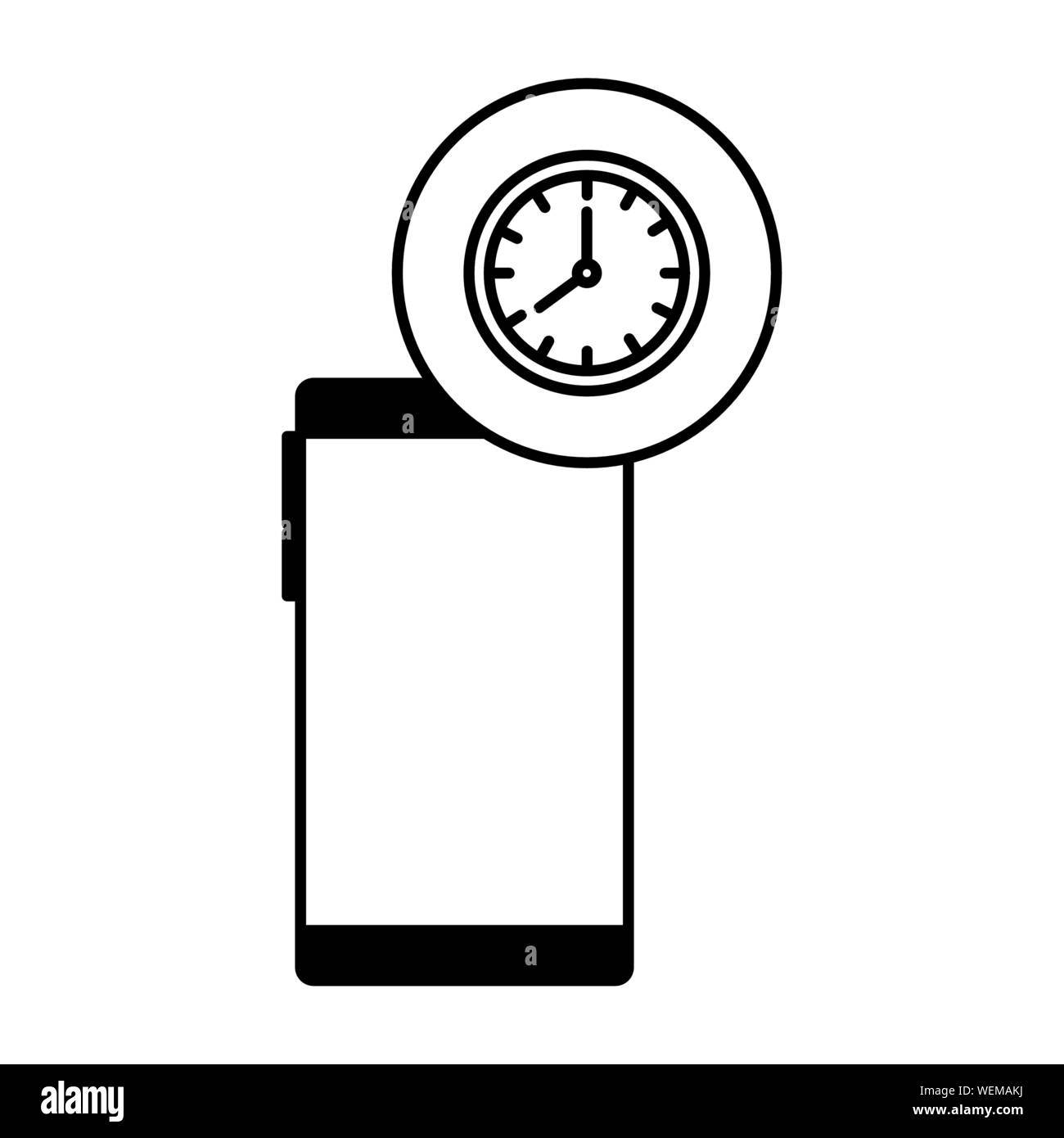smartphone device with time clock Stock Vector Image & Art - Alamy