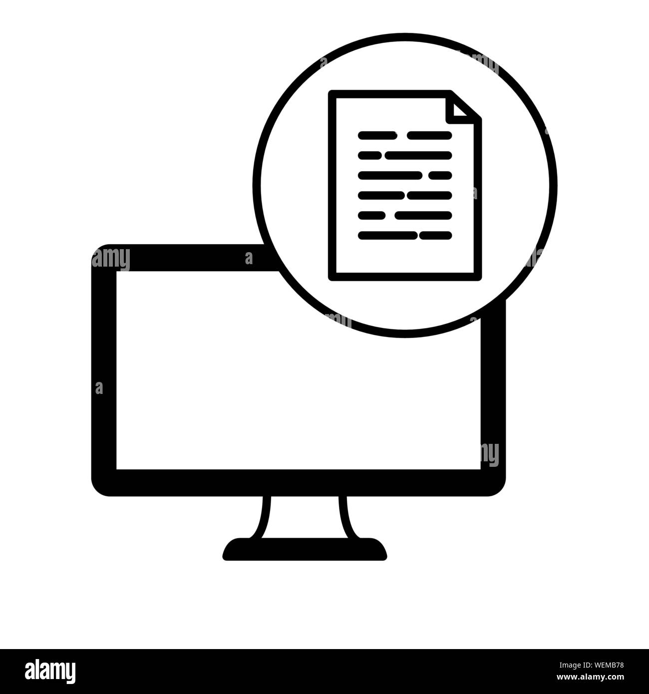 desktop computer device with document file Stock Vector Image & Art - Alamy