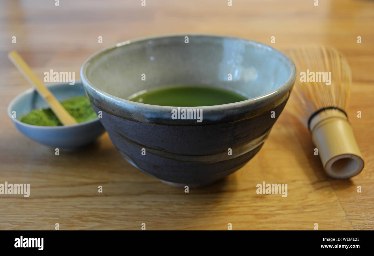 Japanese Matcha Green Tea, Handmade Matcha Bowl, and Accessories Stock ...