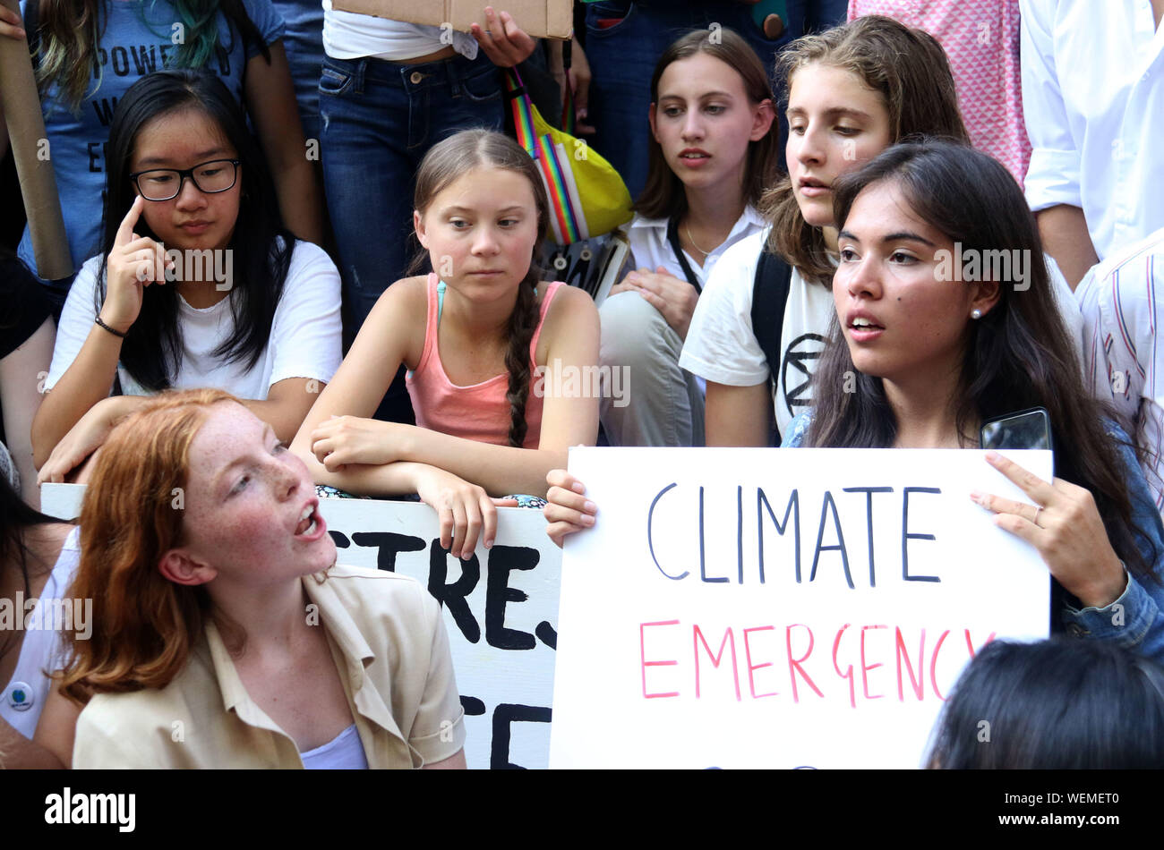 New York, New York, USA. 30th Aug, 2019. Activist GRETA THUNBERG and ...