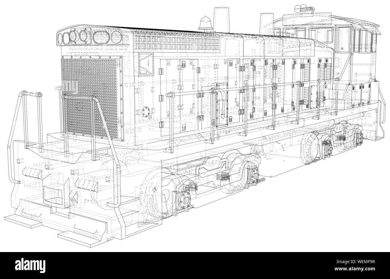 Train engines. EPS10 format. Wire-frame Vector created of 3d. EPS10 ...