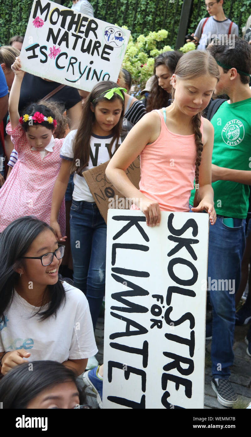 New York, New York, USA. 30th Aug, 2019. Activist GRETA THUNBERG and ...
