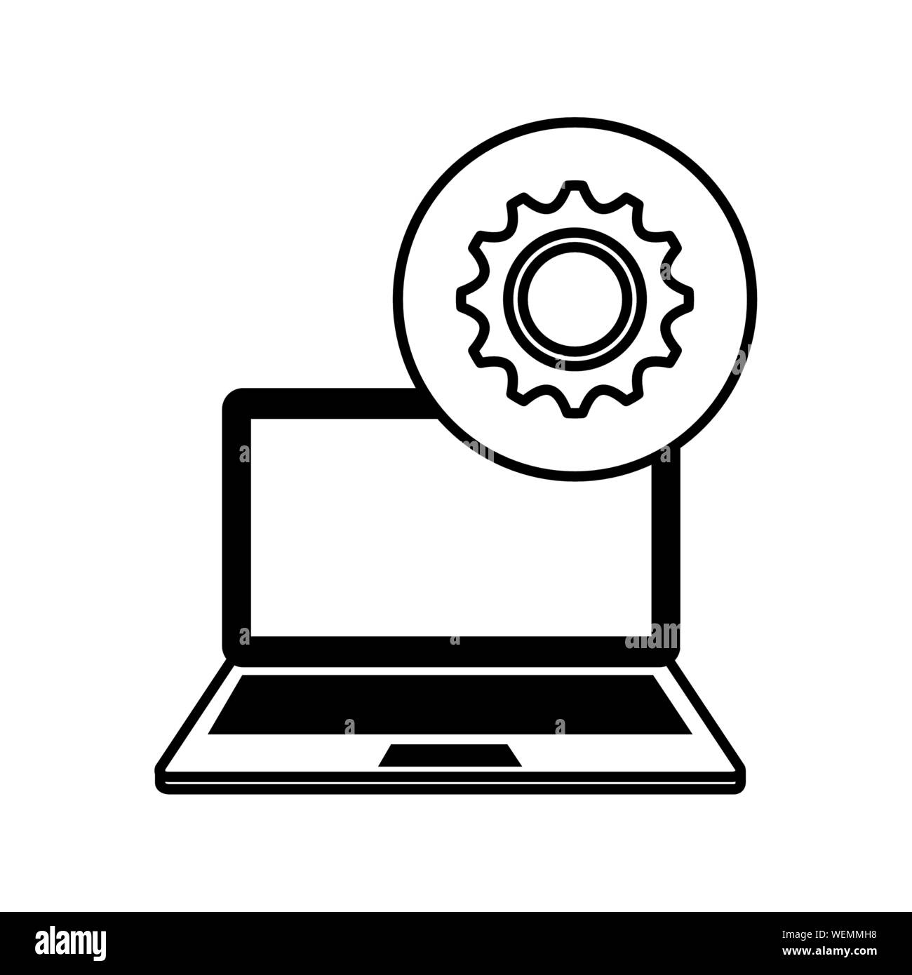 laptop computer with gear machine Stock Vector Image & Art - Alamy