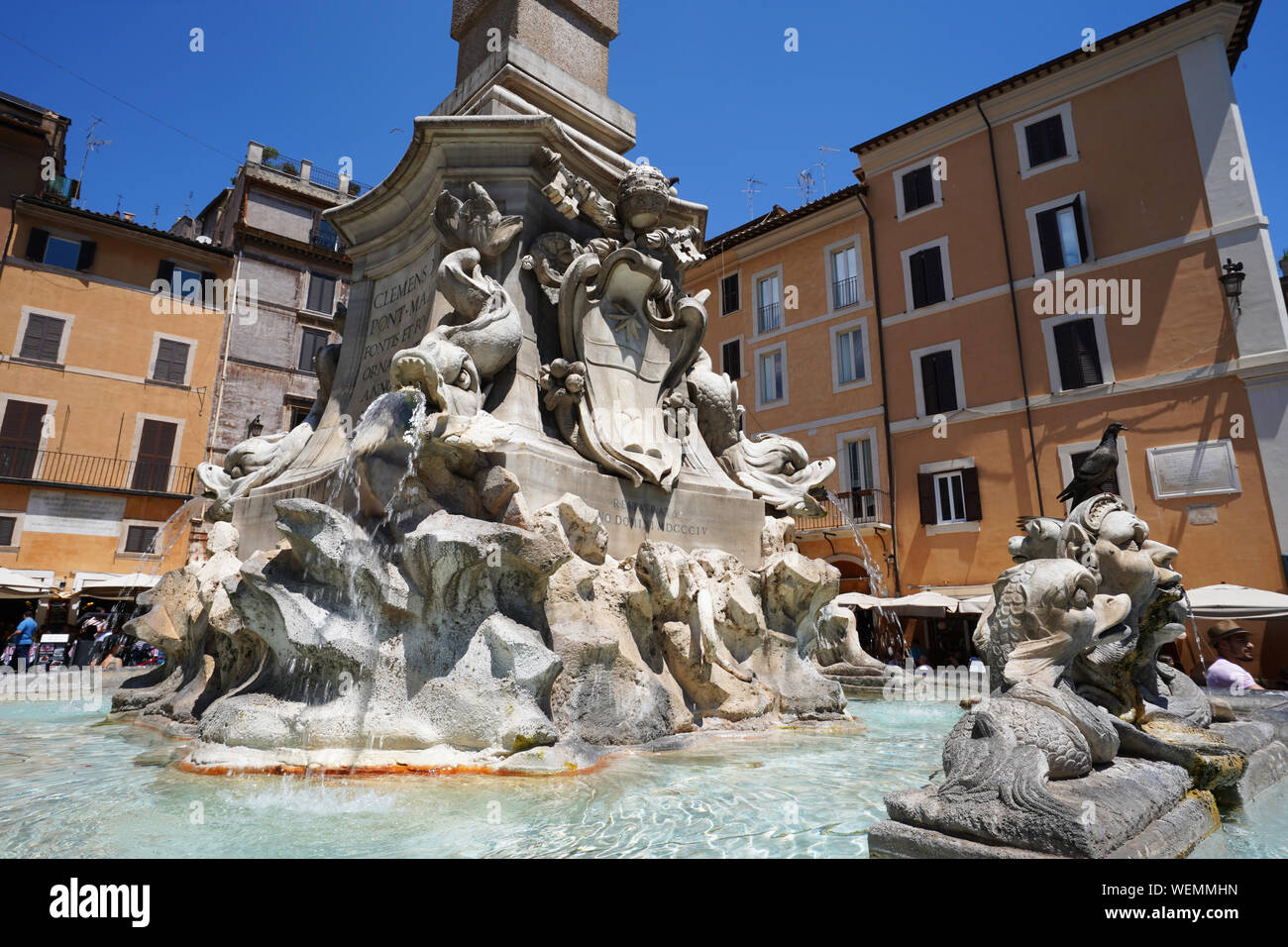 The Fontana del Pantheon fountain in front of the Pantheon in Rome ...