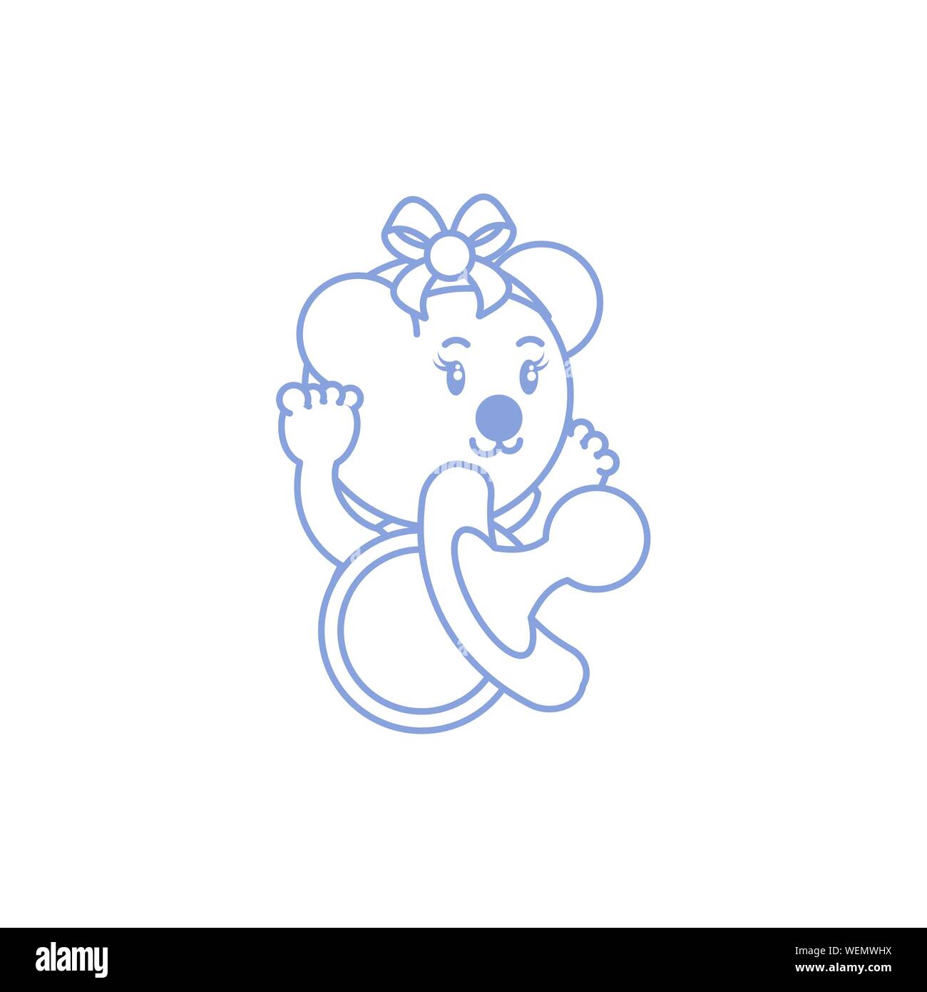 head of cute female bear baby animal and pacifier vector illustration ...