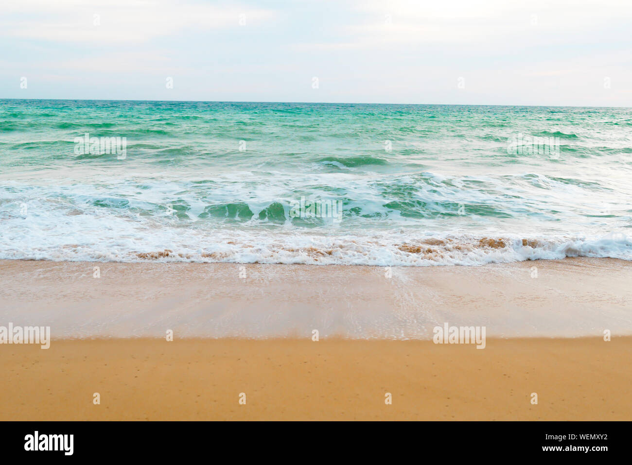 Beautiful beach ocean wave with blue color water of the sea background ...