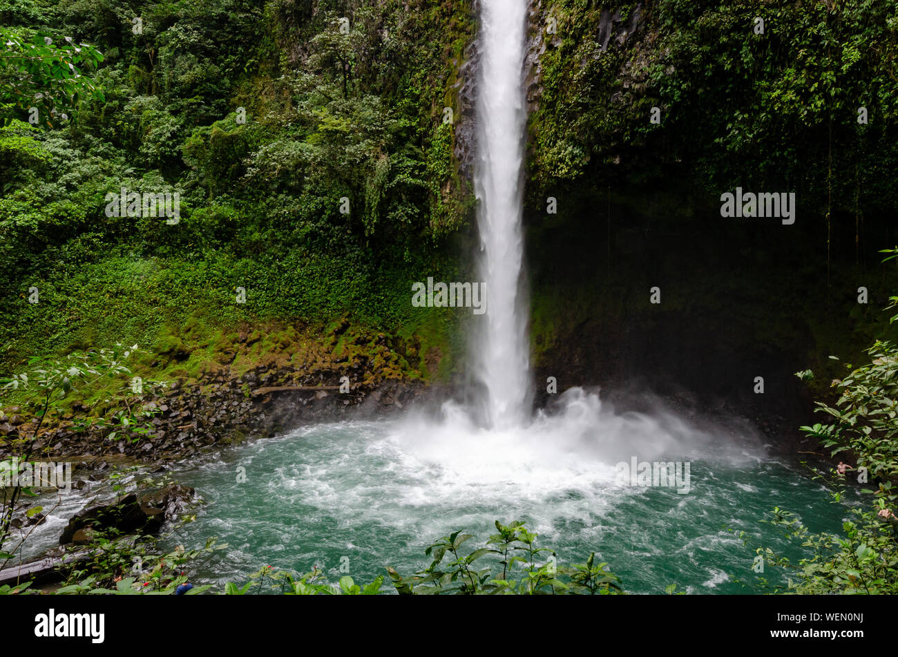 Waterfall near La Fortuna in tropical rainforest, Costa Rica Stock ...