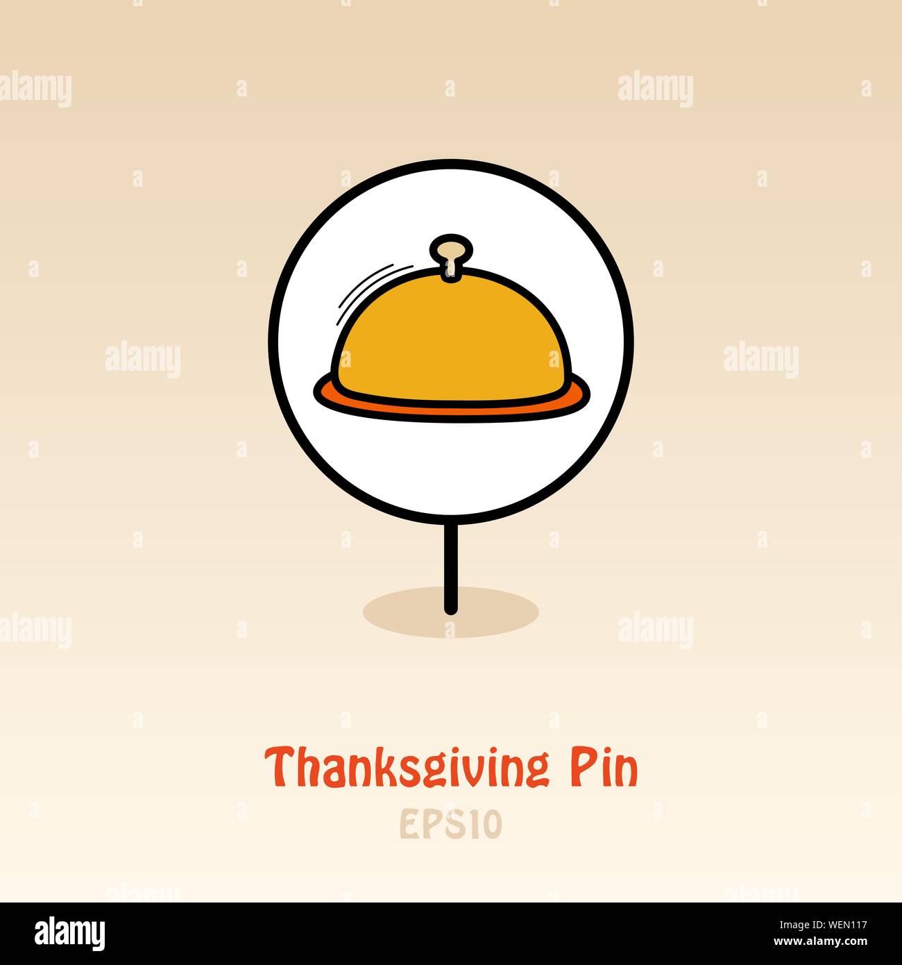 Food tray pin map icon. Harvest map pointer. Thanksgiving map markers ...