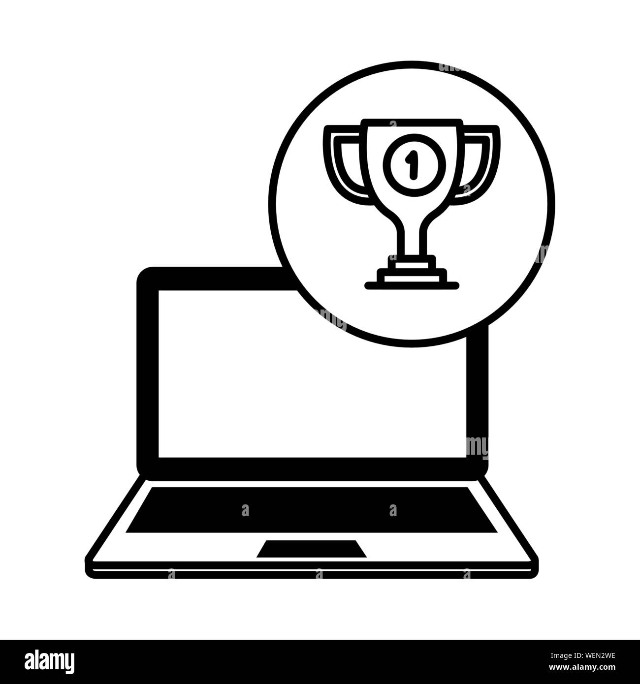 laptop computer with trophy cup Stock Vector Image & Art - Alamy