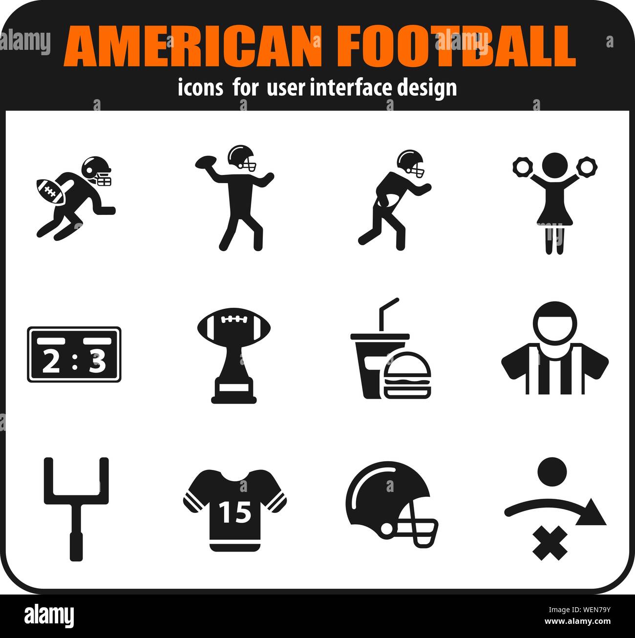 American football icons set Stock Vector Image & Art - Alamy