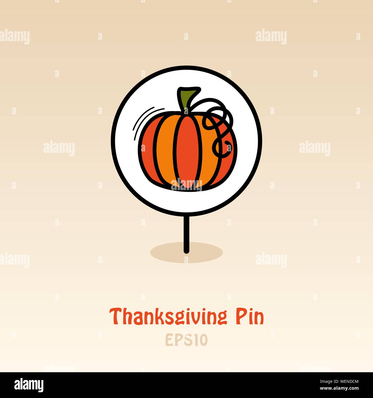 Pumpkin pin map icon. Harvest map pointer. Thanksgiving map markers ...
