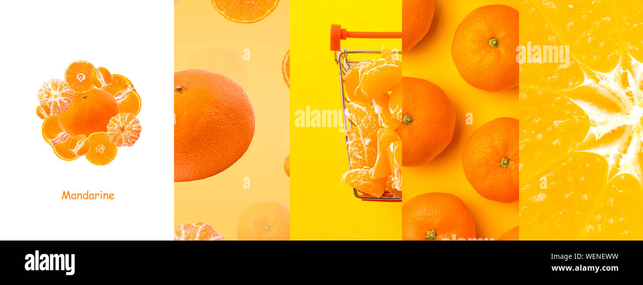 creative panoramic banner with tangerines, mandarine layout Stock Photo ...