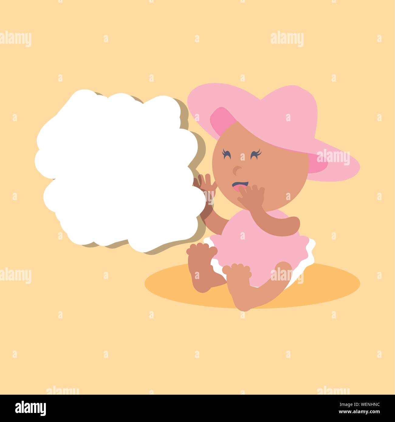 card with cute baby girl avatar character vector illustration design ...