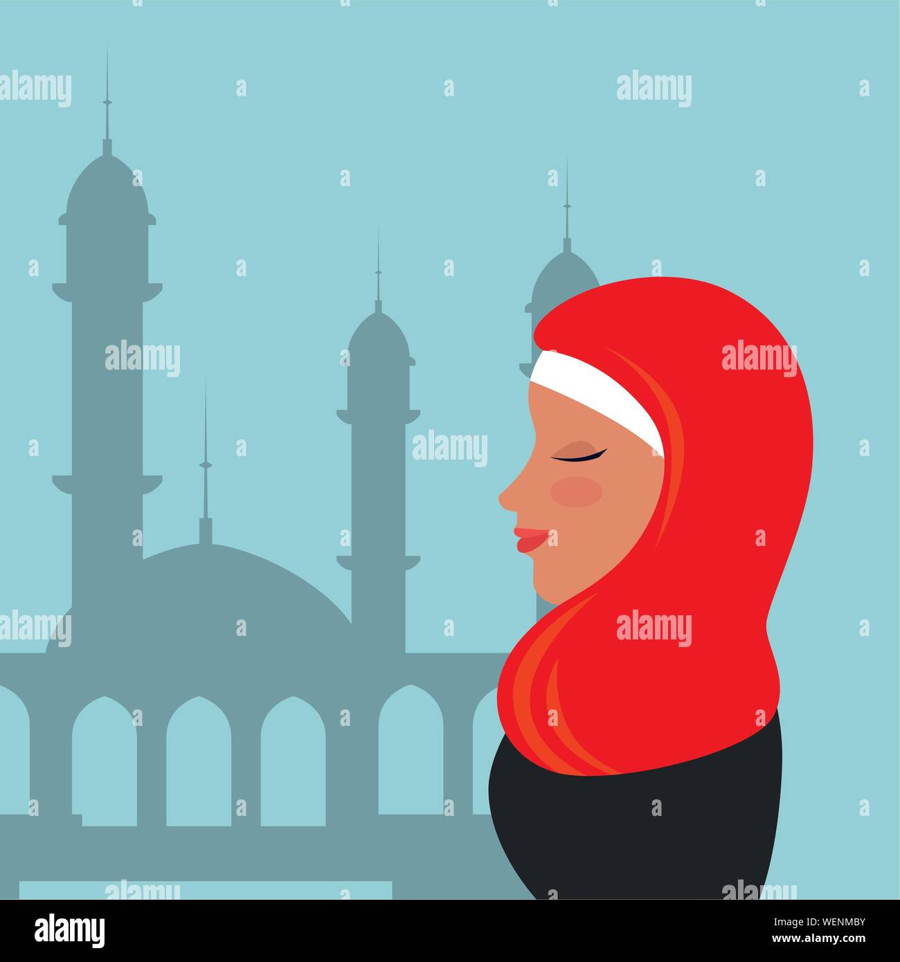 profile of islamic woman with traditional burka in mosque Stock Vector ...
