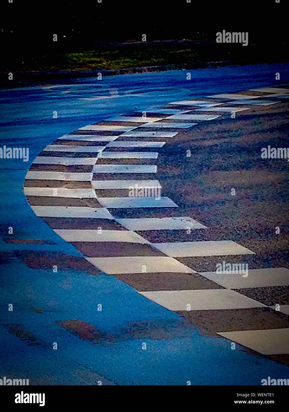 Checkered Pattern On Bicycle Lane Stock Photo - Alamy