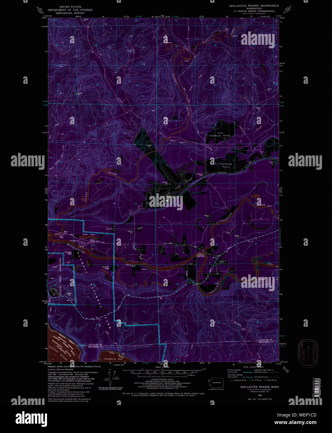 USGS Topo Map Washington State WA Quillayute Prairie 243353 1982 24000 ...