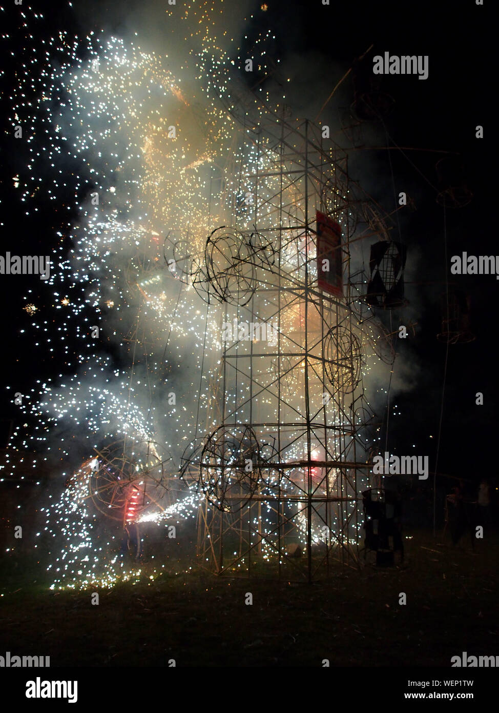 Fireworks at the “Fiesta de las Cruces” (Festival of the Crosses) or ...