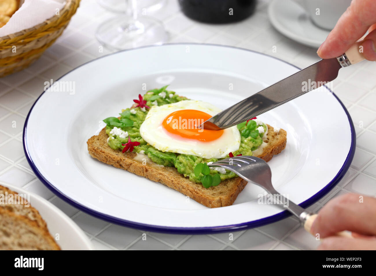avocado toast open sandwich Stock Photo - Alamy