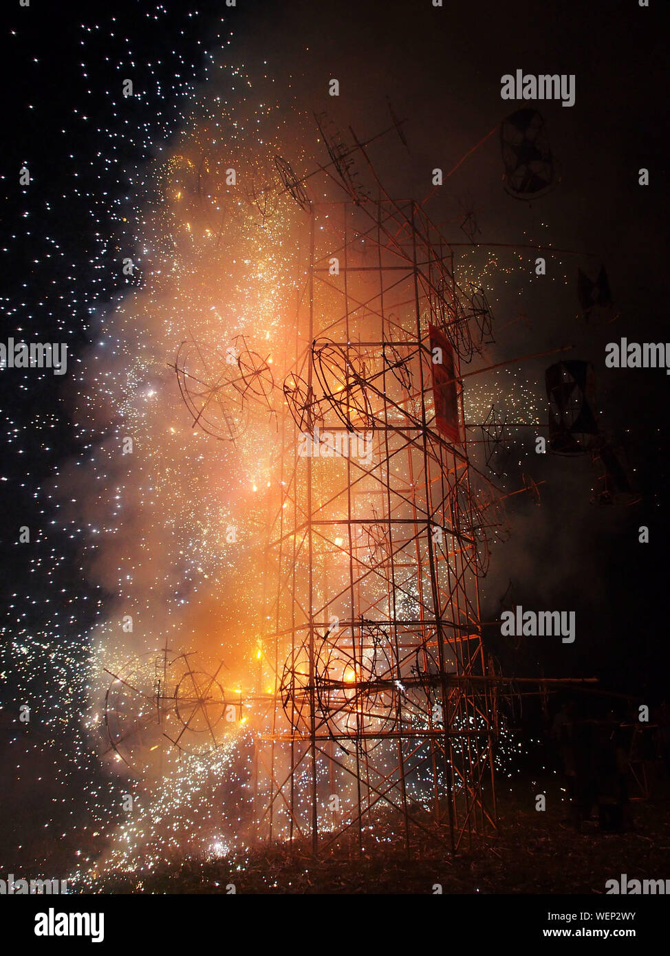 Fireworks at the “Fiesta de las Cruces” (Festival of the Crosses) or ...
