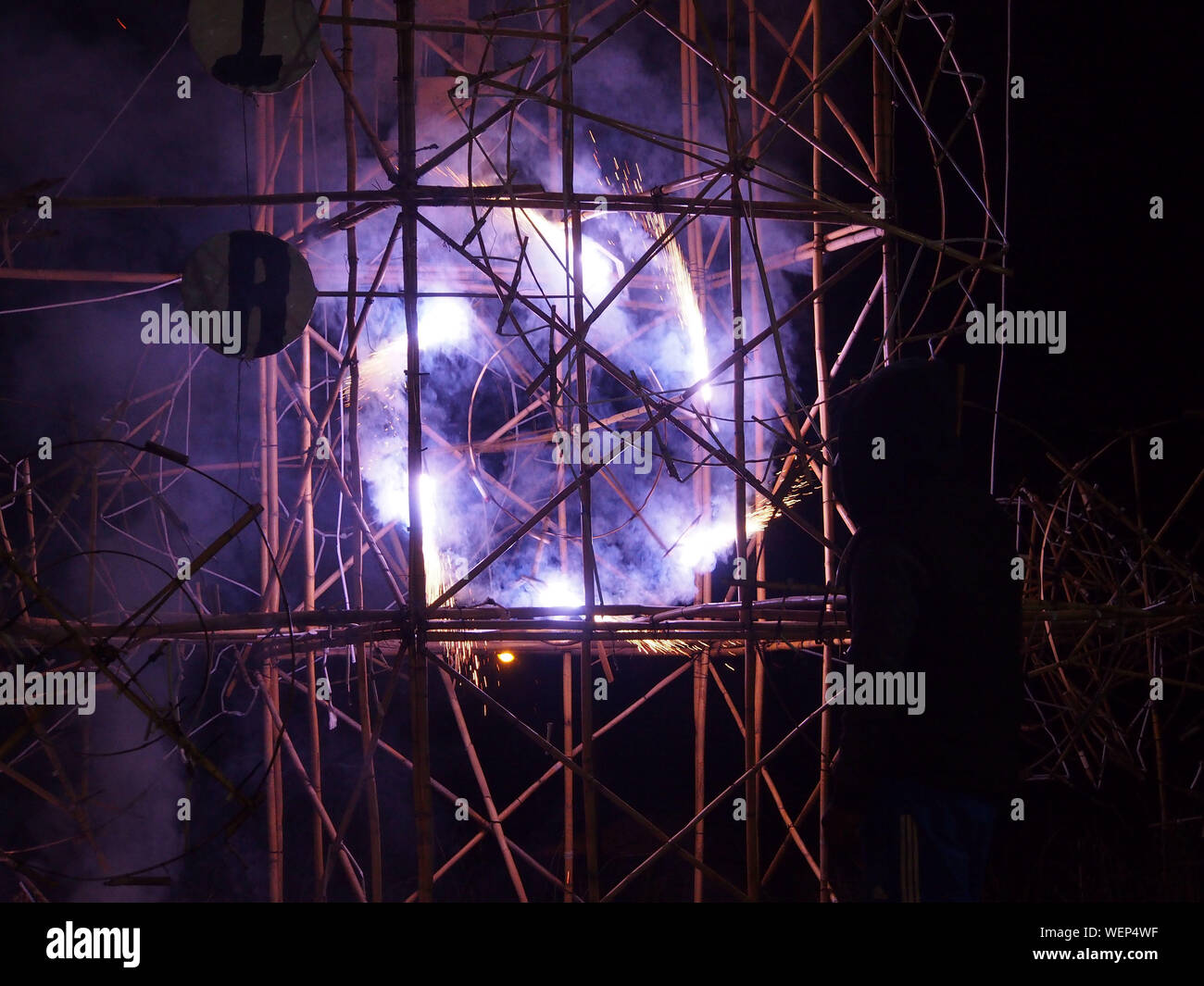 Fireworks at the “Fiesta de las Cruces” (Festival of the Crosses) or ...