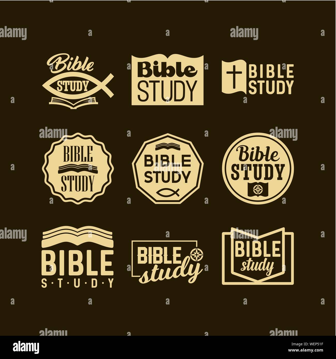 Christian logos, banners and stickers. Bible study Stock Vector Image ...