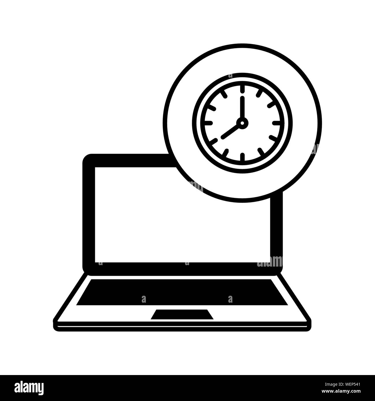 laptop computer with time clock Stock Vector Image & Art - Alamy