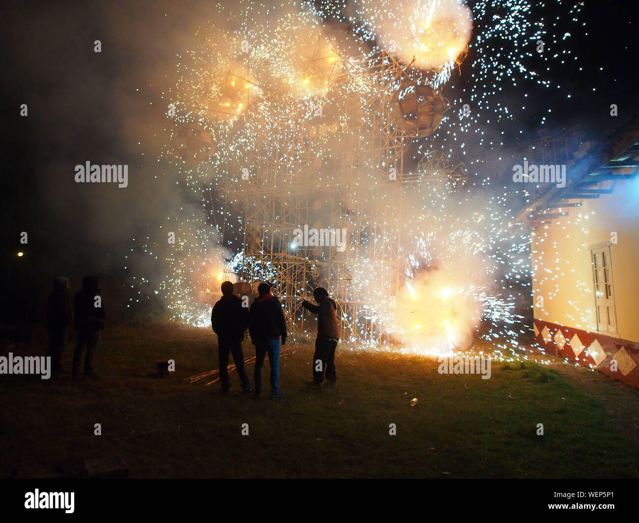 Fireworks at the “Fiesta de las Cruces” (Festival of the Crosses) or ...