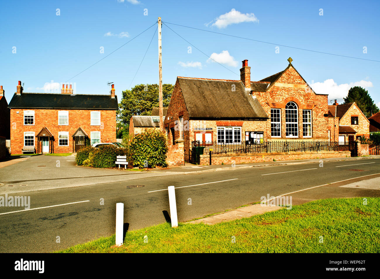 all Saints Hall and cottages, Upper Poppleton, North Yorkshire, England ...