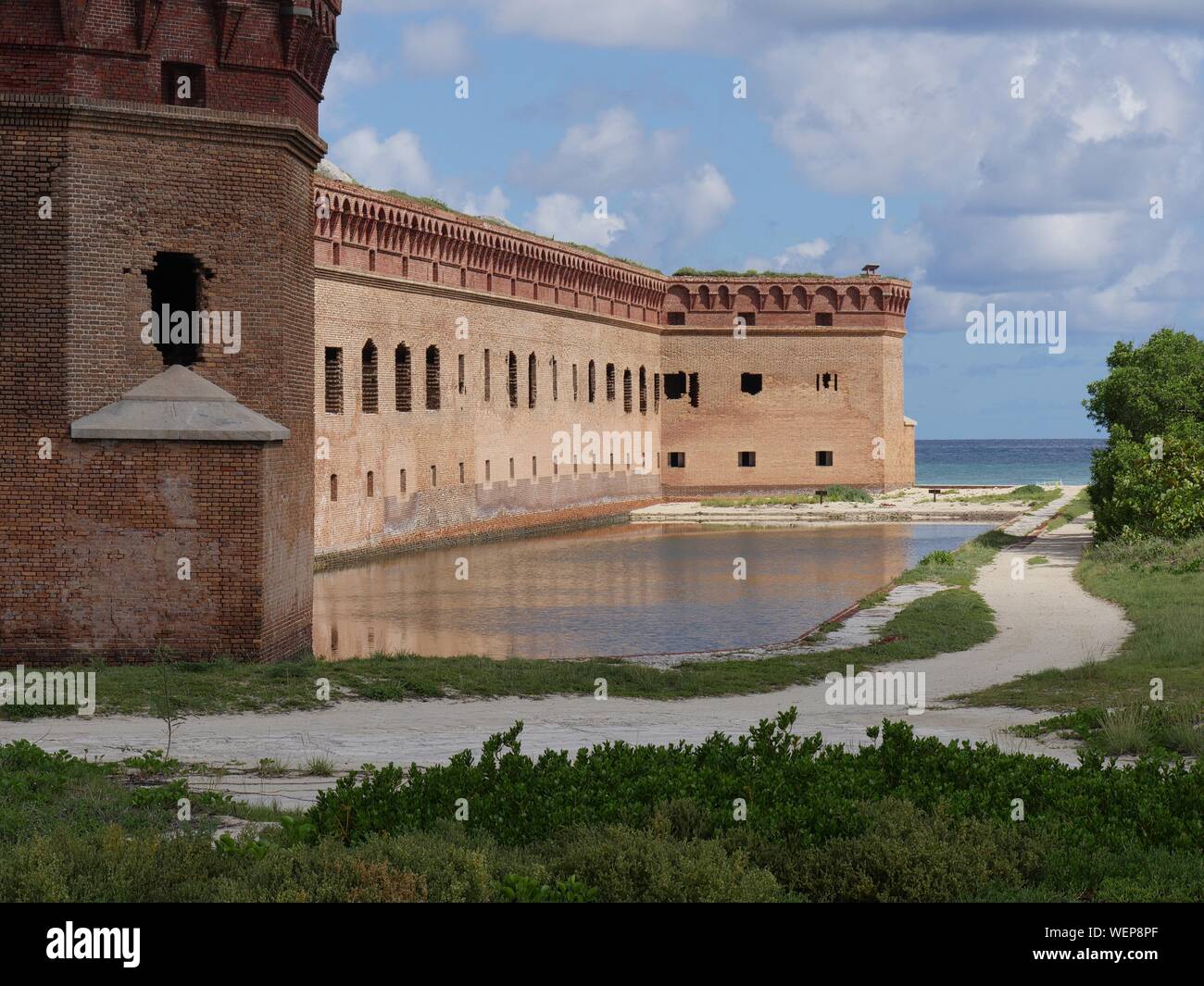 Fort Jefferson with the moat at the Dry Tortugas National Park, one of ...