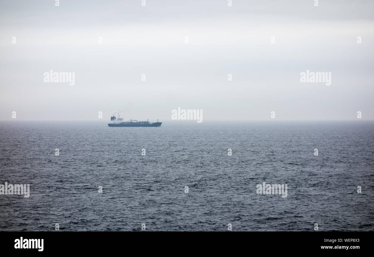 KATTEGAT, NORTH SEA - MAY 16, 2017: A large ship travelling in the ...