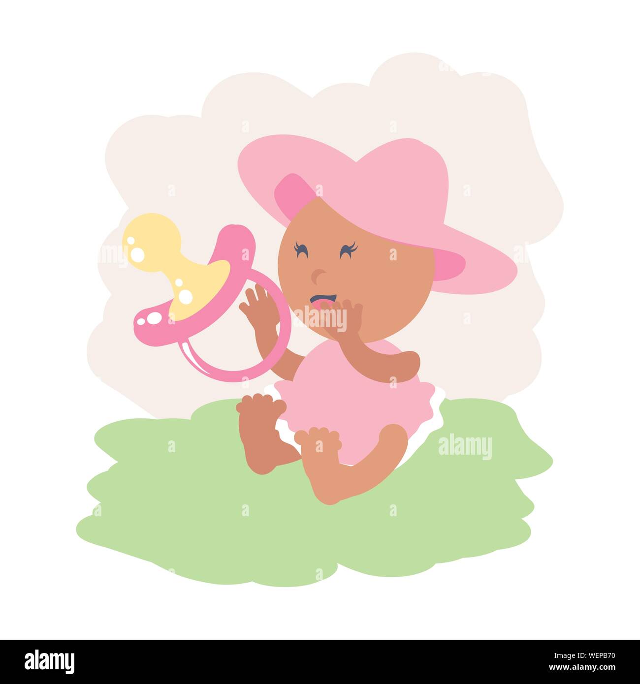 cute baby girl with pacifier vector illustration design Stock Vector ...