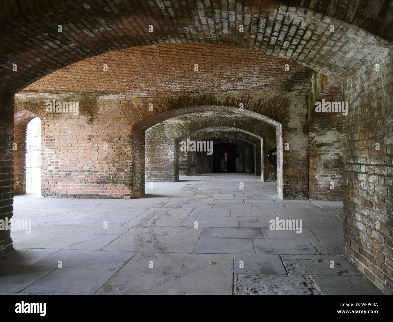 Brick arches inside Fort Jefferson at the Dry Tortugas National Park in ...