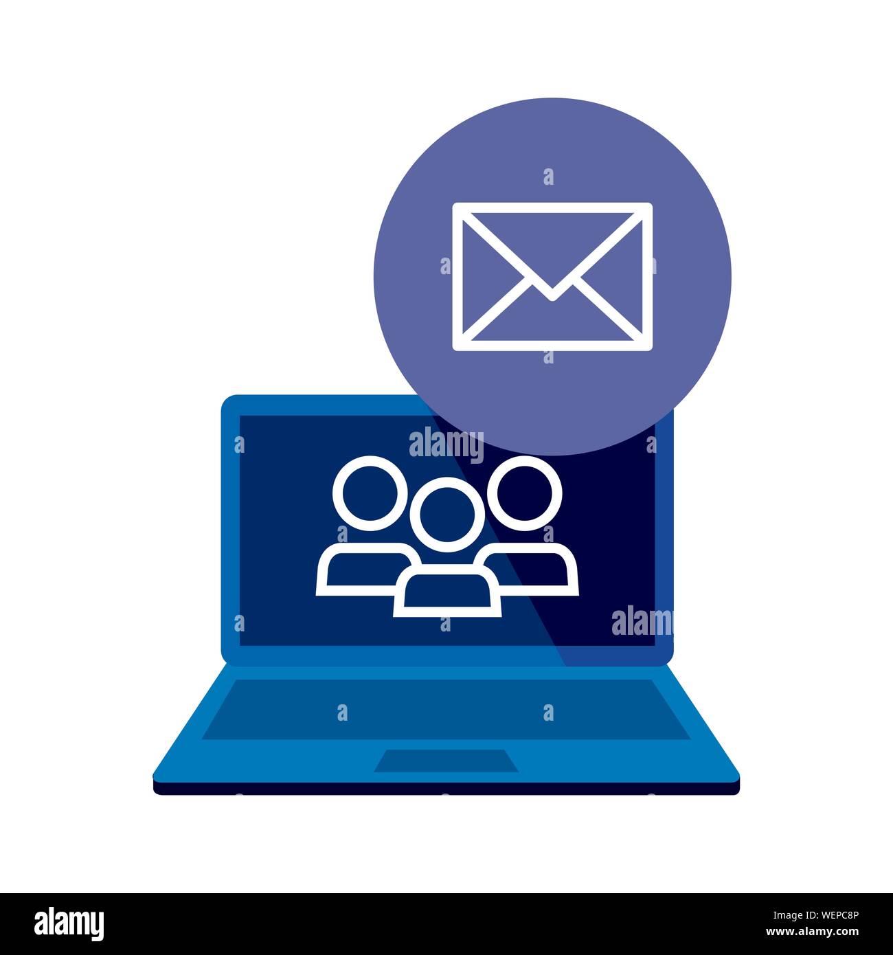 laptop computer with contacts and envelope email Stock Vector Image ...
