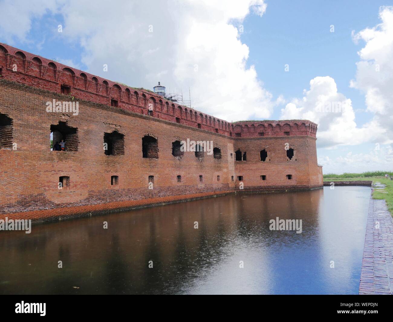 Fort Jefferson with a moat surrounding it at the Dry Tortugas National ...