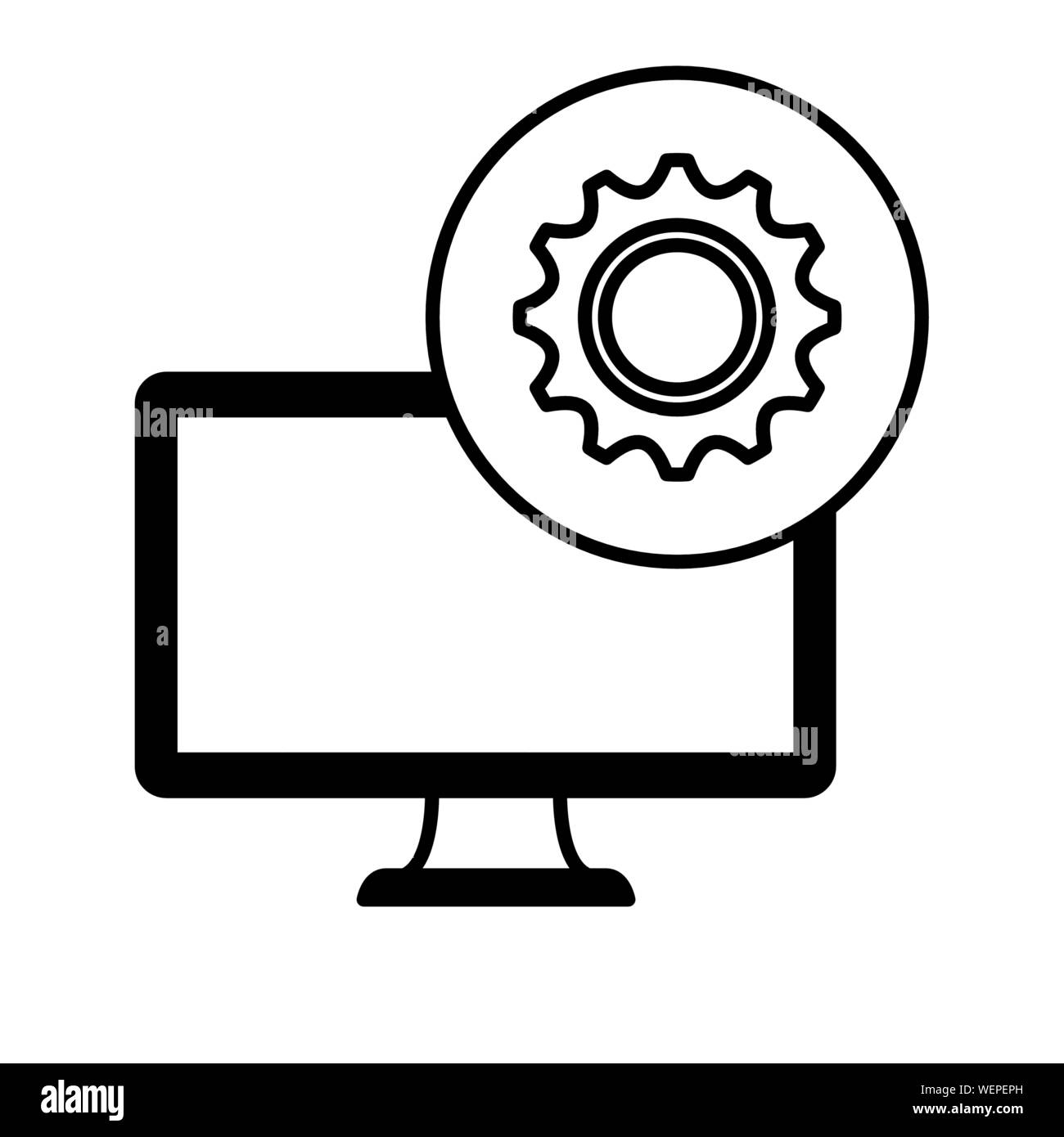 desktop computer device with gears Stock Vector Image & Art - Alamy