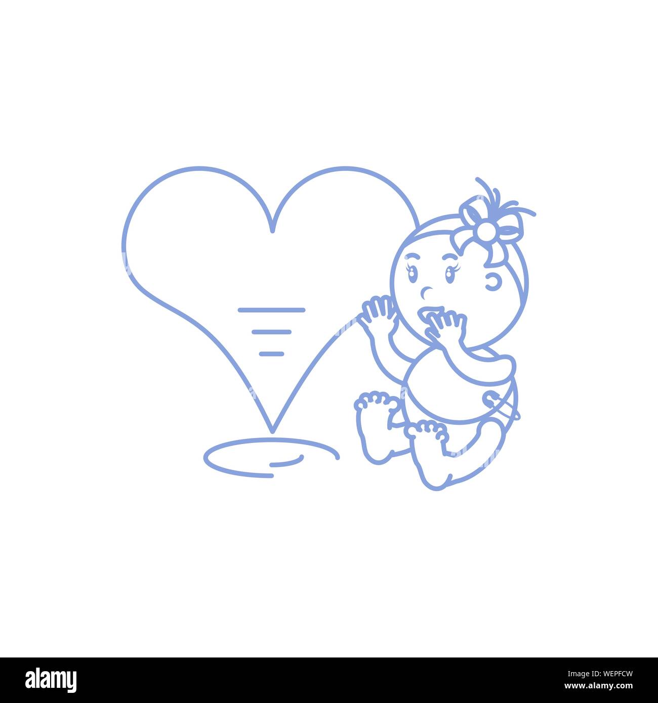 cute baby girl with heart love vector illustration design Stock Vector ...