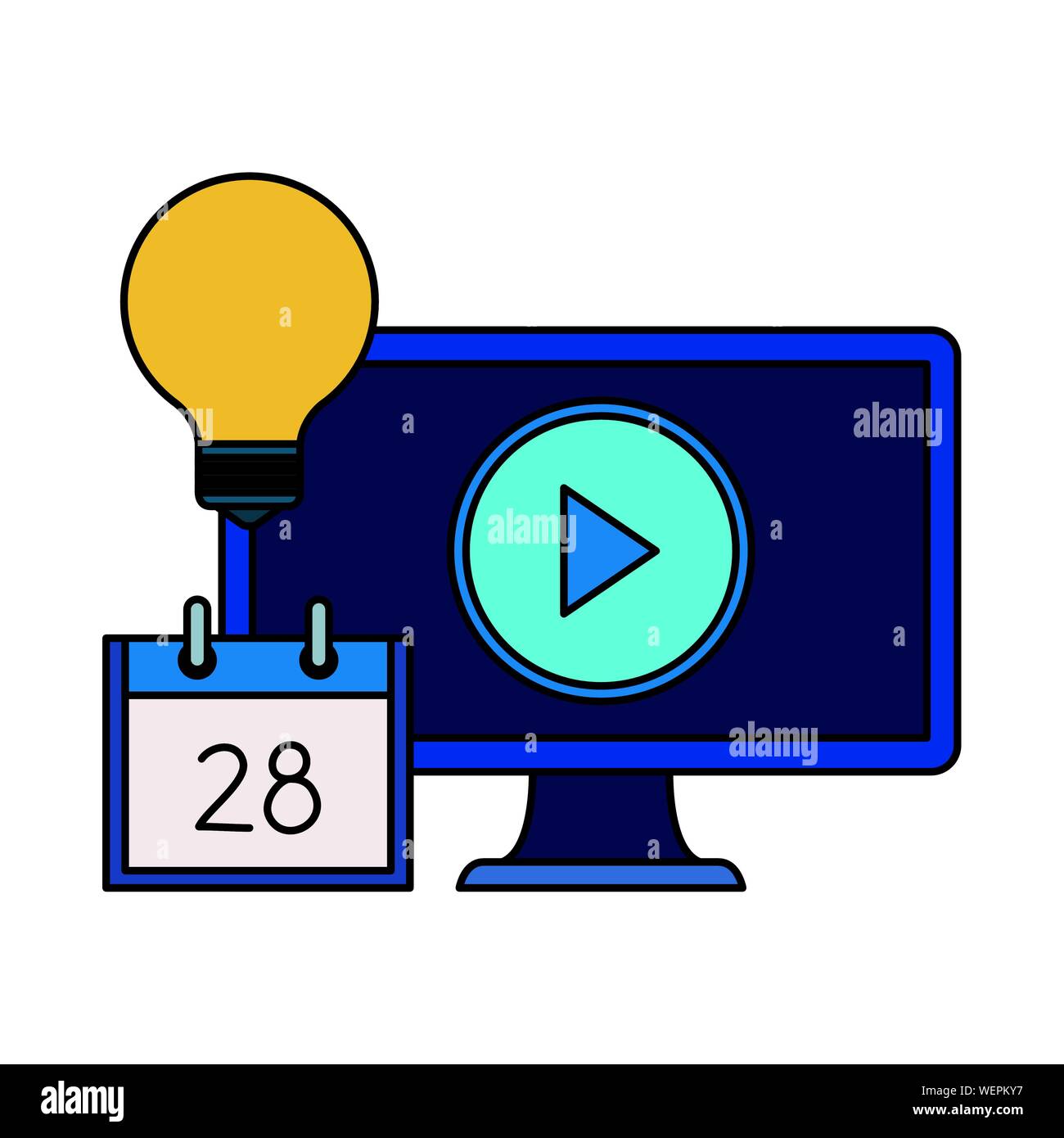 desktop computer with bulb and calendar Stock Vector Image & Art - Alamy