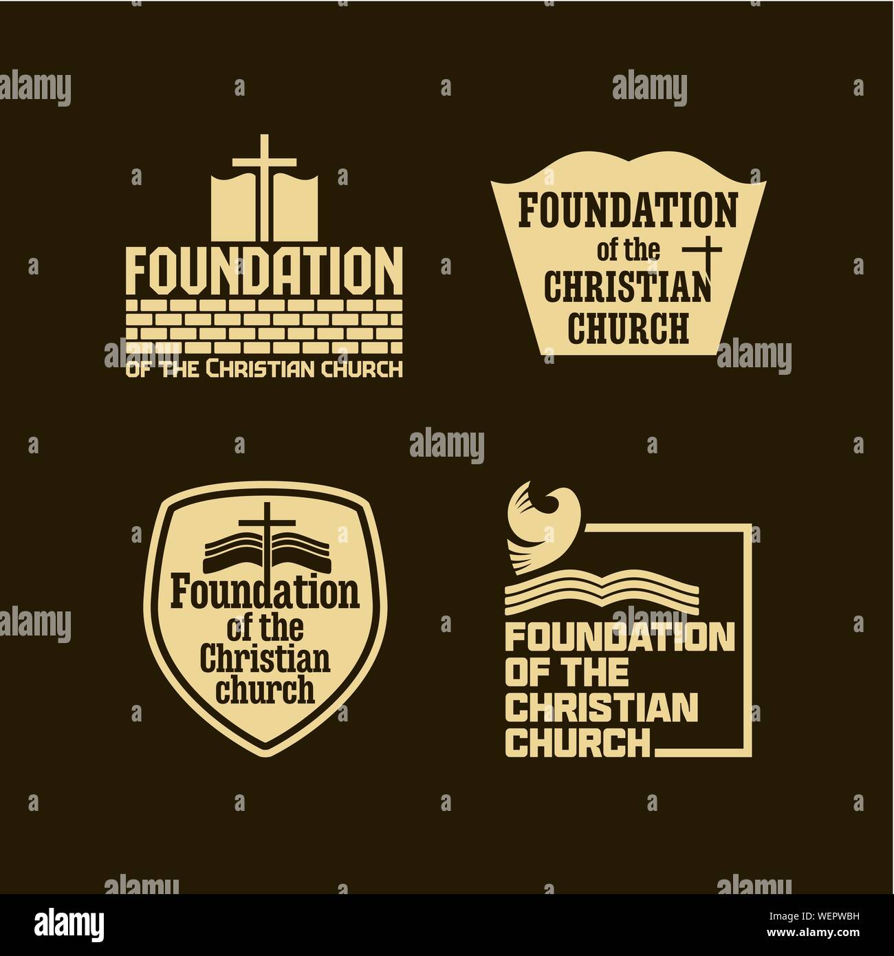 Christian logos, banners and stickers. Foundation of the christian ...