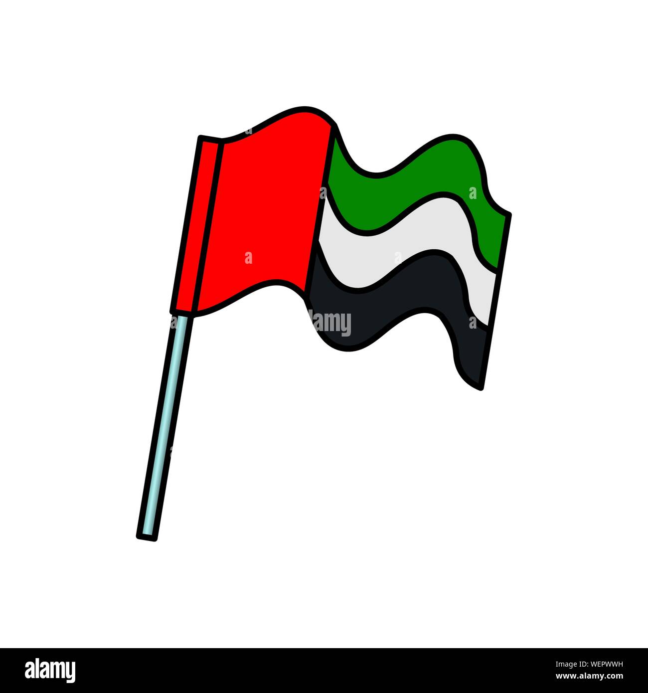 United Arab Emirates Flag Waving In Pole Stock Vector Image And Art Alamy
