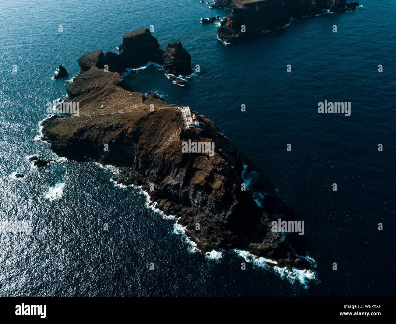 Aerial View Of Island In Sea Stock Photo - Alamy