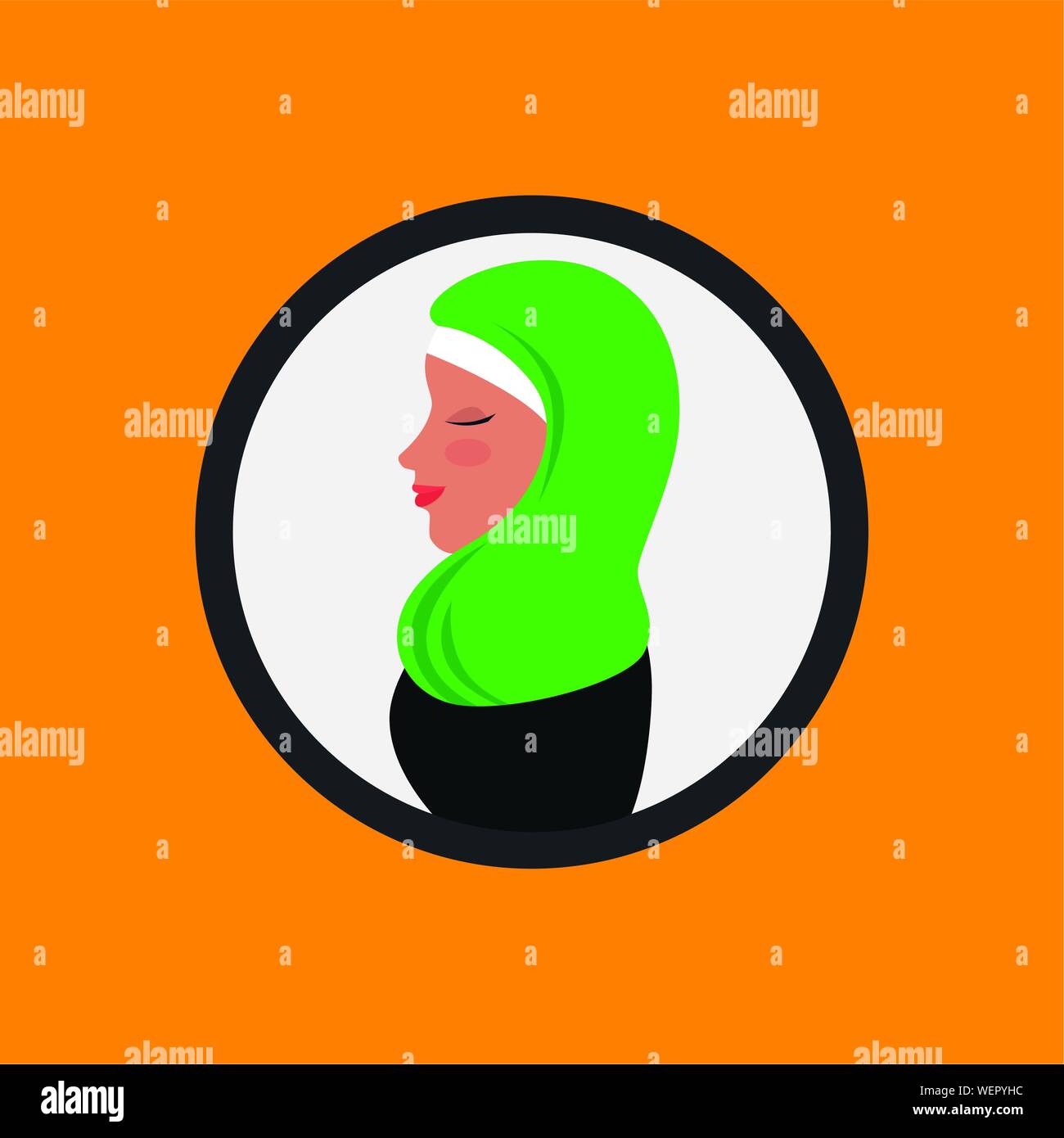 profile of islamic woman with traditional burka in circle Stock Vector ...