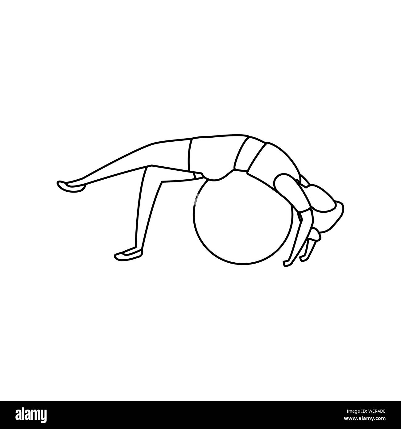 beauty woman practicing pilates with balloon Stock Vector Image & Art ...