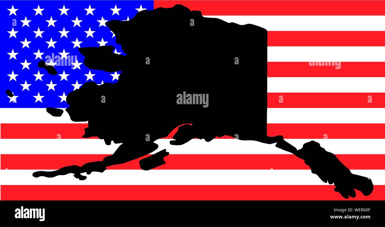 Map of the U.S. state of Alaska on American Flag.Vector illustration ...