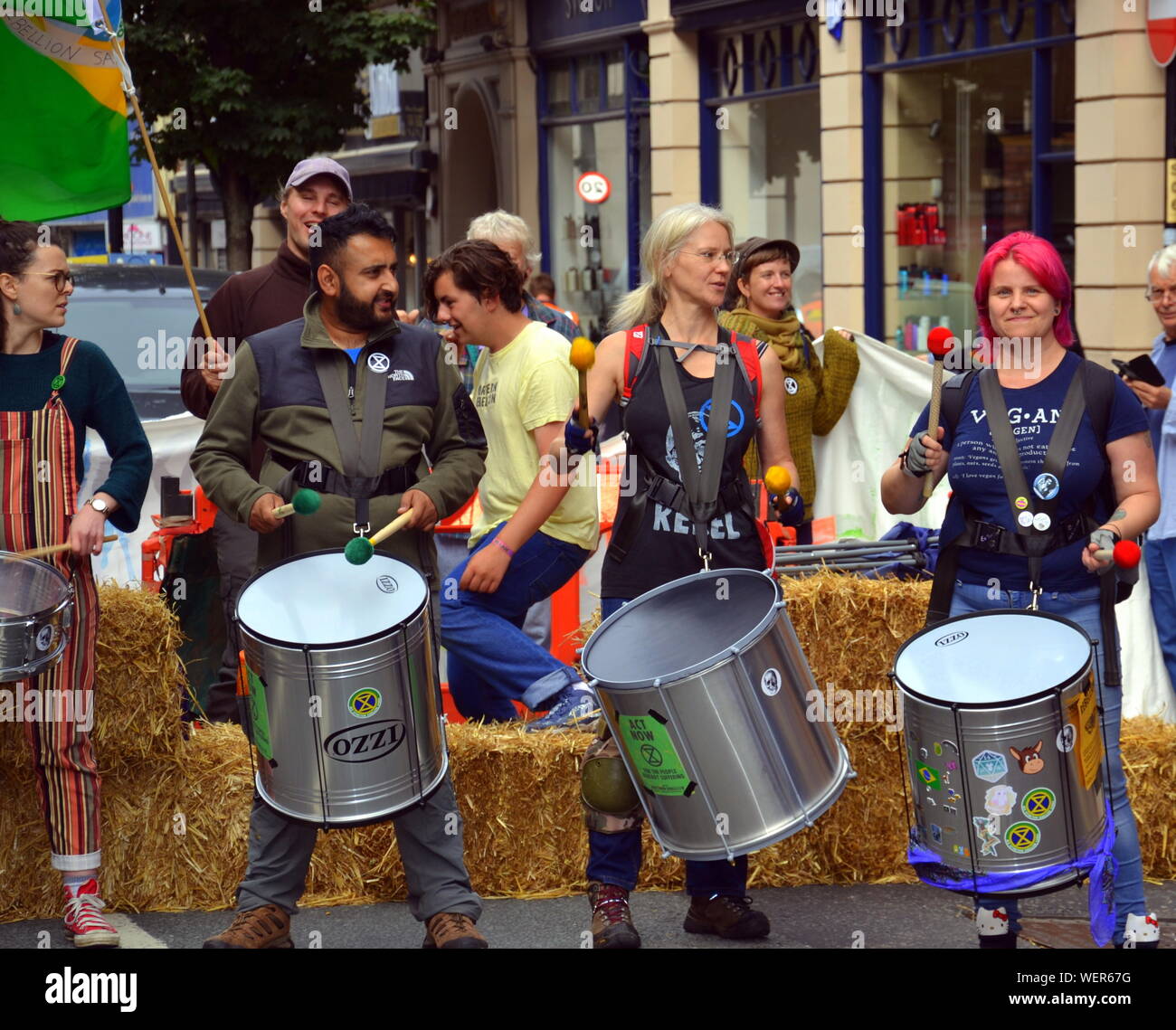 Drummers perform as Northern Rebellion protesters, part of the global ...