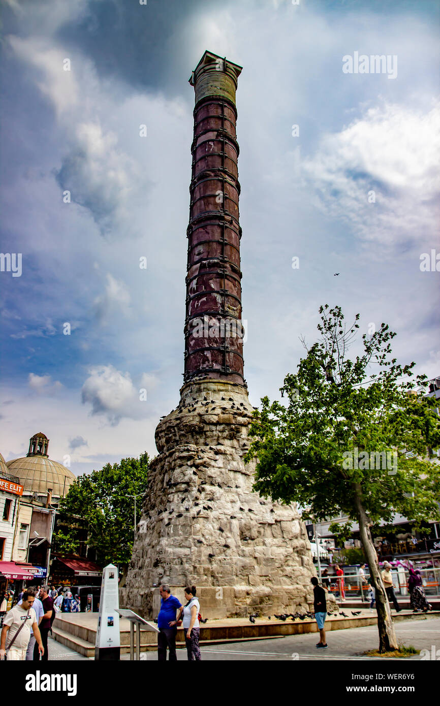 ISTANBUL, TURKEY: Column of Cemberlitas, Constantine Column, at ...