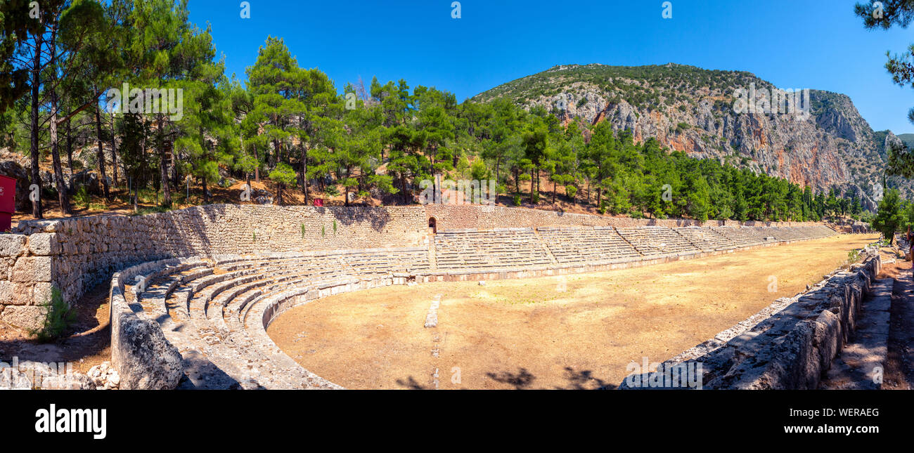 The ancient sports arena in Delphi, Greece Stock Photo - Alamy