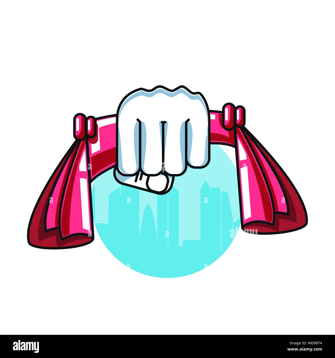 ribbon decoration with hand fist power vector illustration design Stock ...