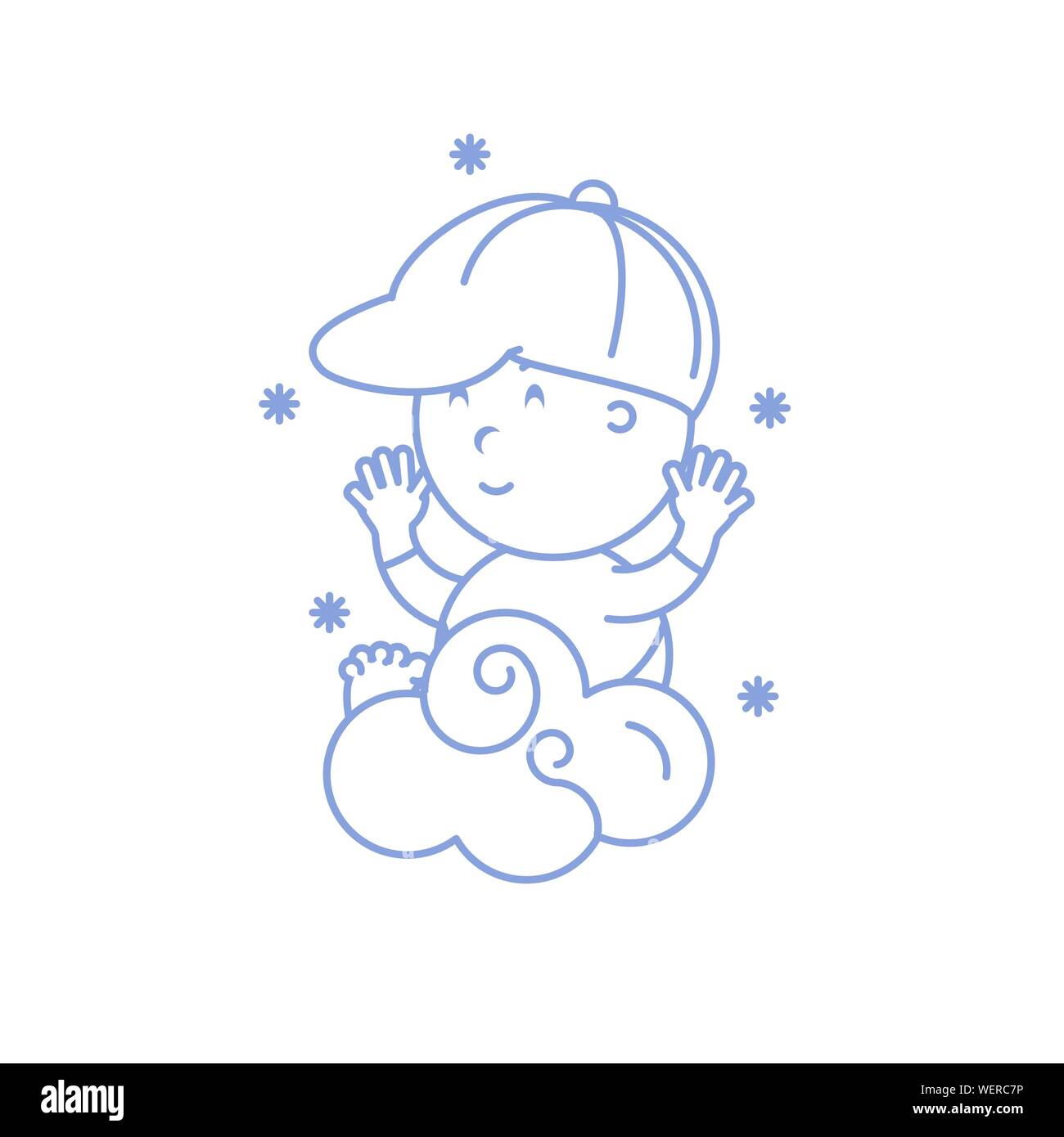cute baby boy with cloud vector illustration design Stock Vector Image ...