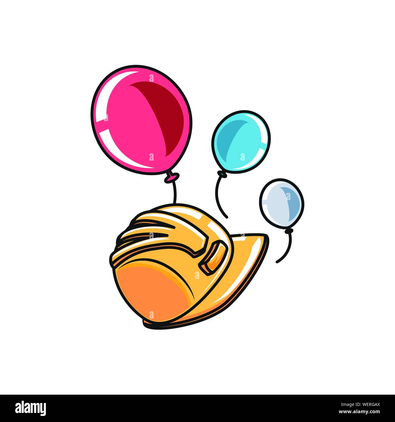 helmet secure protection with balloons helium vector illustration ...
